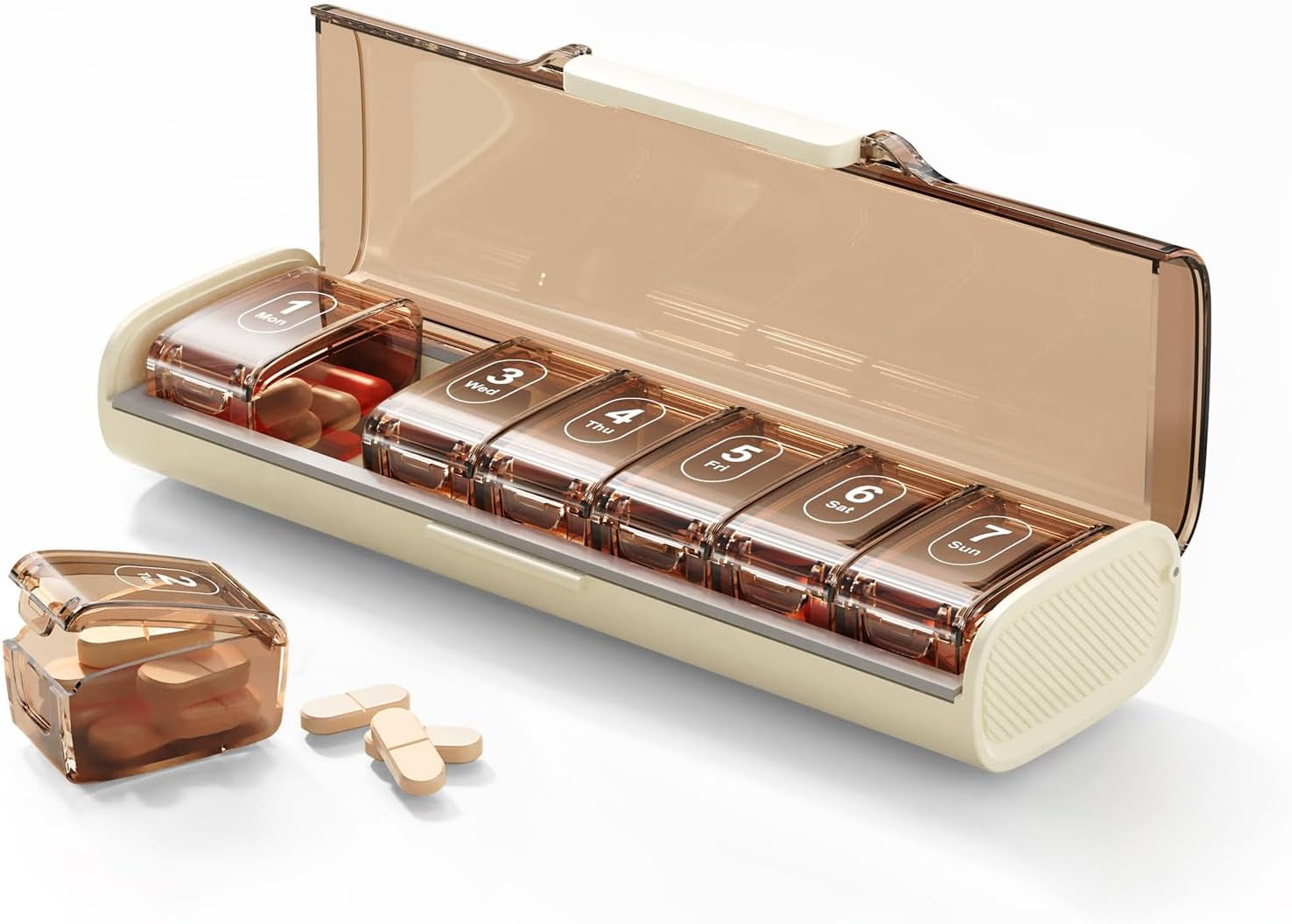 Weekly Pill Organizer,Portable 7 Day Pill Box,Moisture Proof Medicine ...