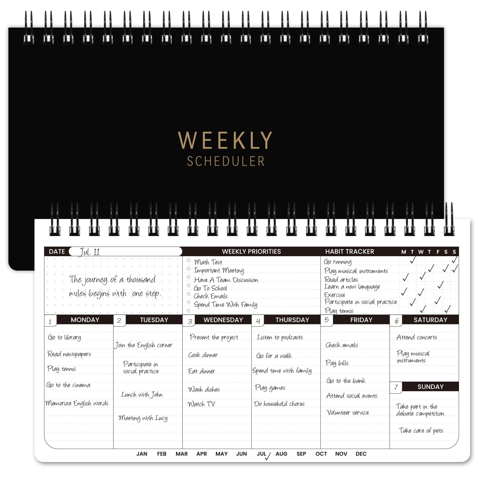 Weekly Planner 2026, Spiral Bound Undated Planner 11.2 x 6.3 Inches, 55 ...