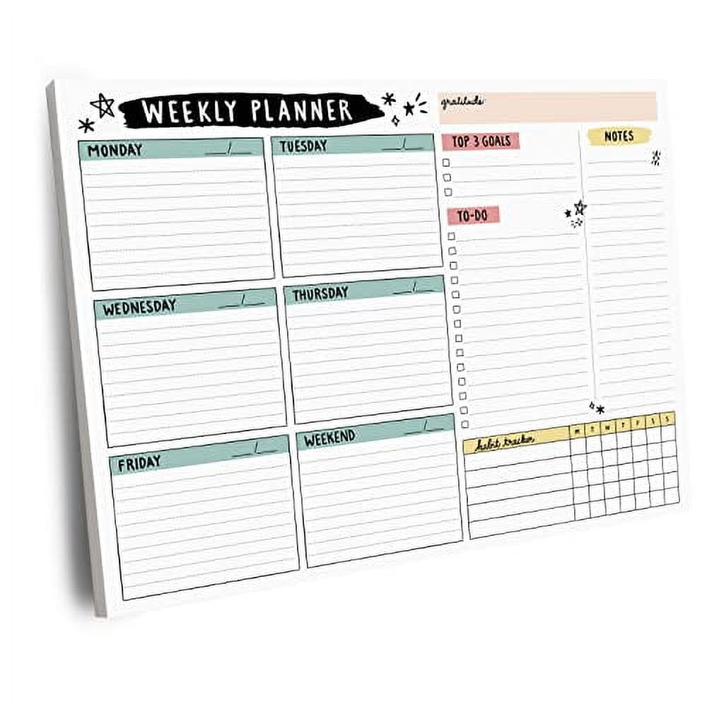 Weekly Planner Notepad - 52 Tear-Off Sheets, 8.5 x 11â€ Notepad ...