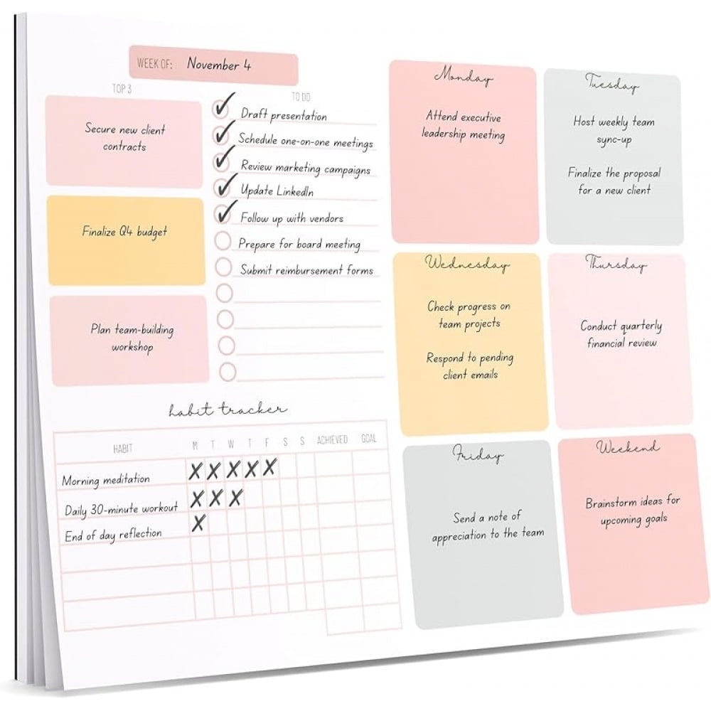 Weekly Planner Notepad – Premium Weekly Planning Pad, Undated Weekly ...