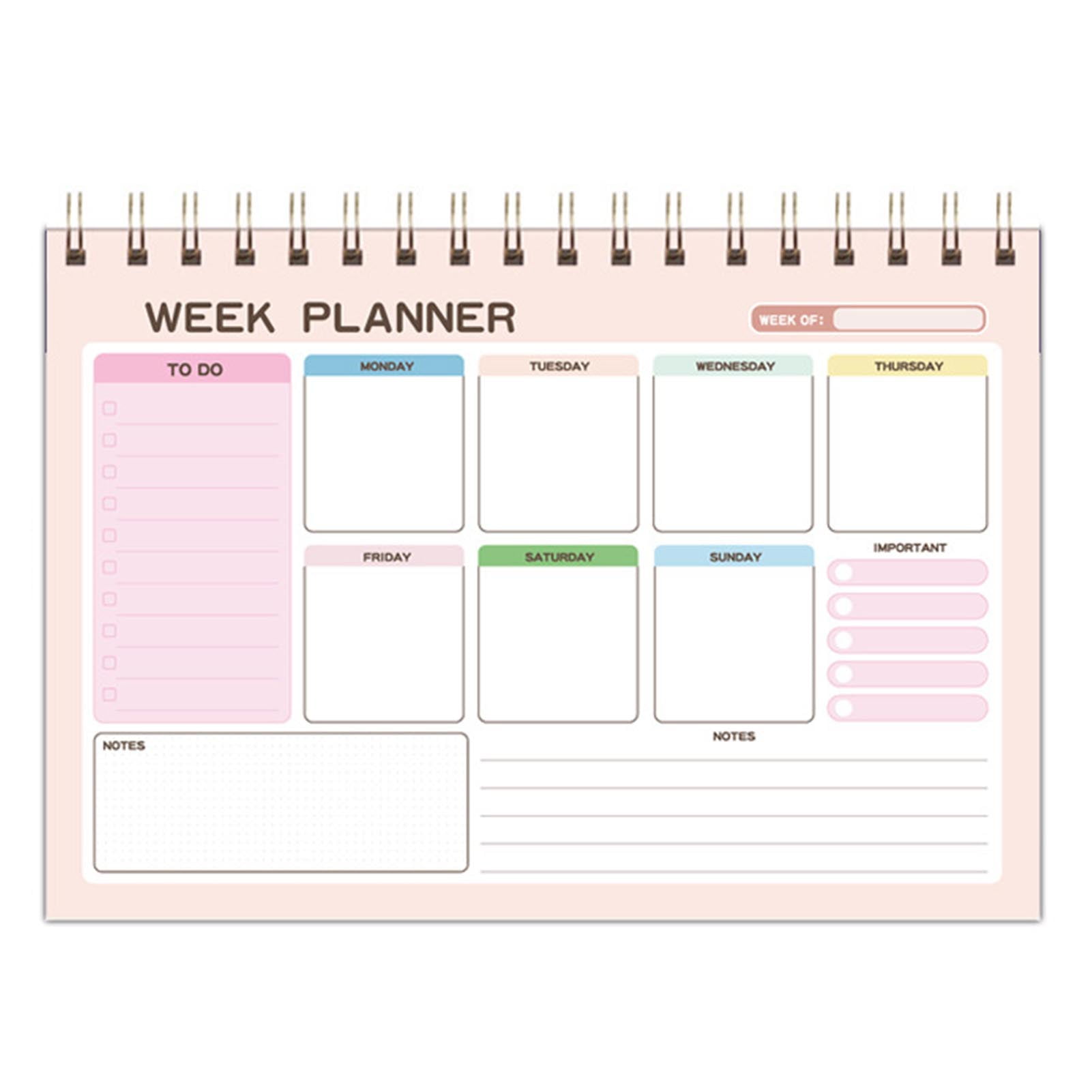 Weekly Planner Notepad with 52 Undated Sheets Spiral Binding Weekly ...