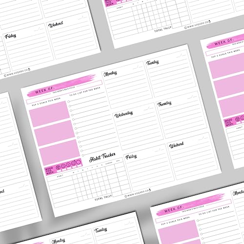 Weekly Planner Pad Tear Off (Magnetic) Full Year Productivity Planner ...