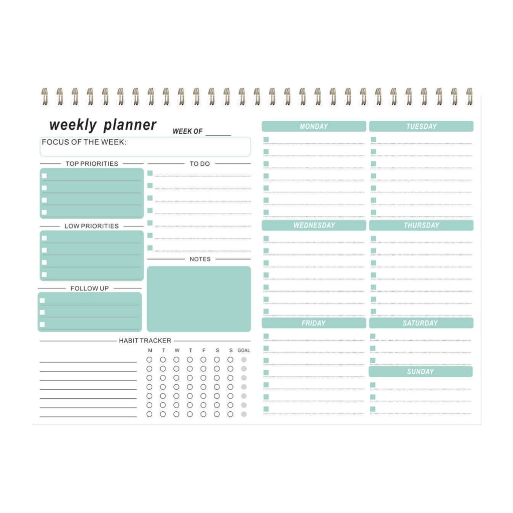 Weekly Planner Pad, Weekly To Do List Notepad with Spirals Sheets ...