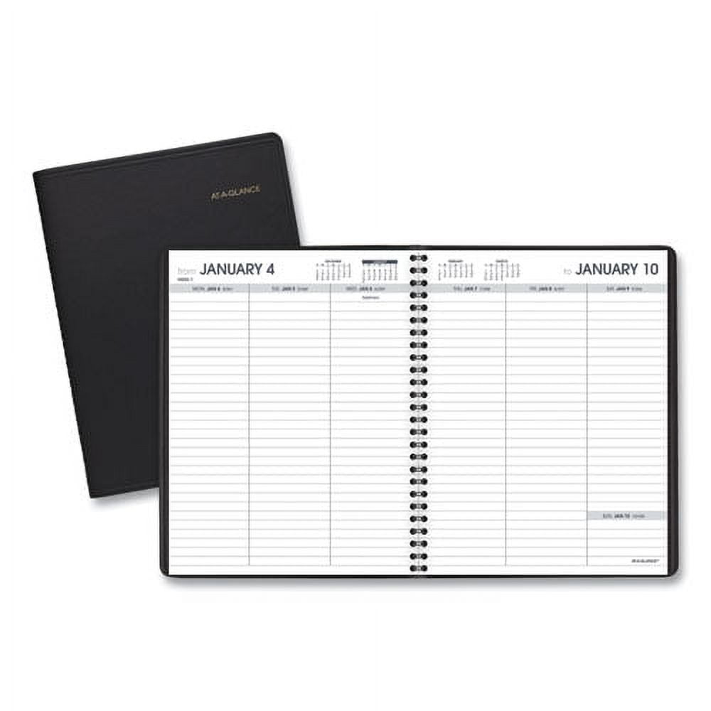 Weekly Planner Ruled for Open Scheduling, 8.75 x 6.75, Black Cover, 12 ...