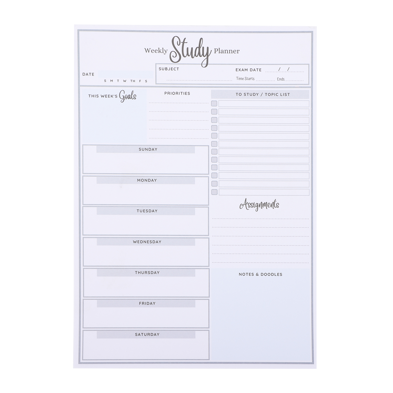 Weekly Planner Tear-off Notepad A5 Weekly Study Planner A5 Weekly ...