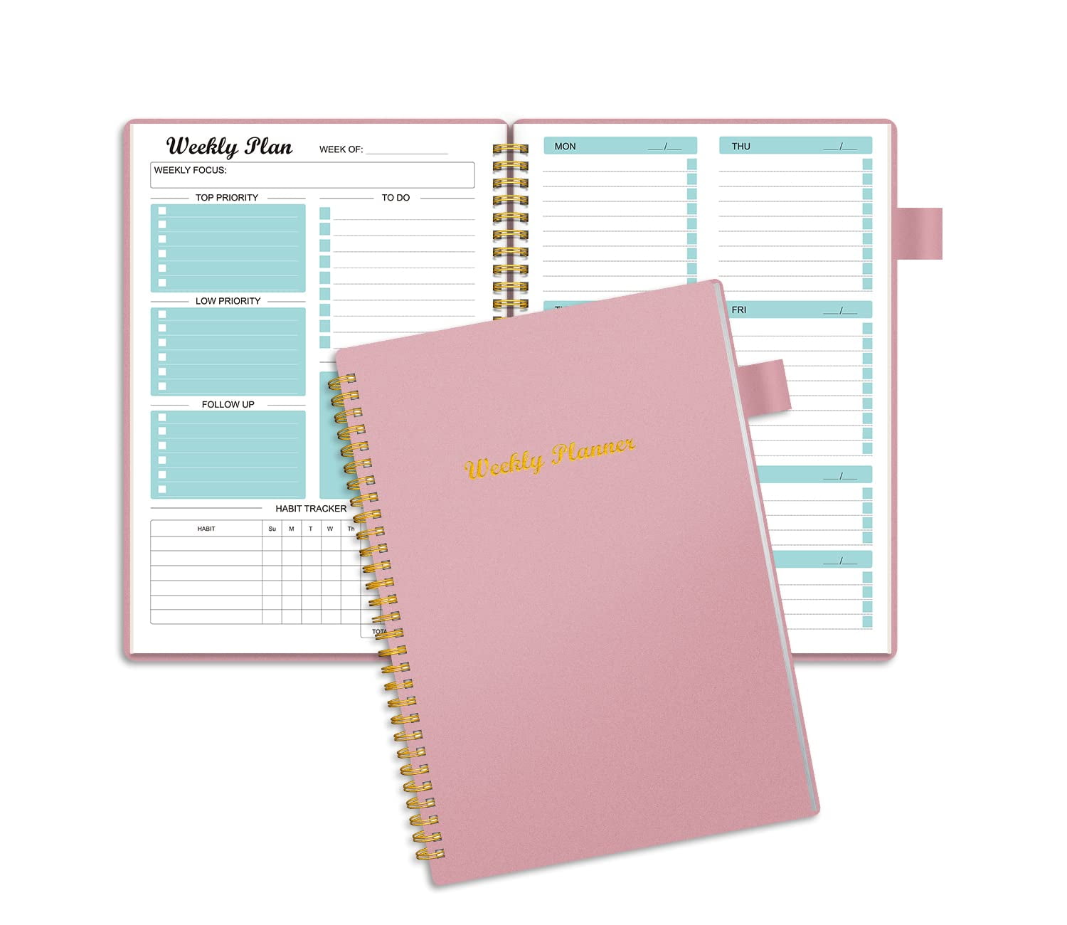 Weekly Planner Undated, Weekly Goals Schedule Planner with Spiral ...