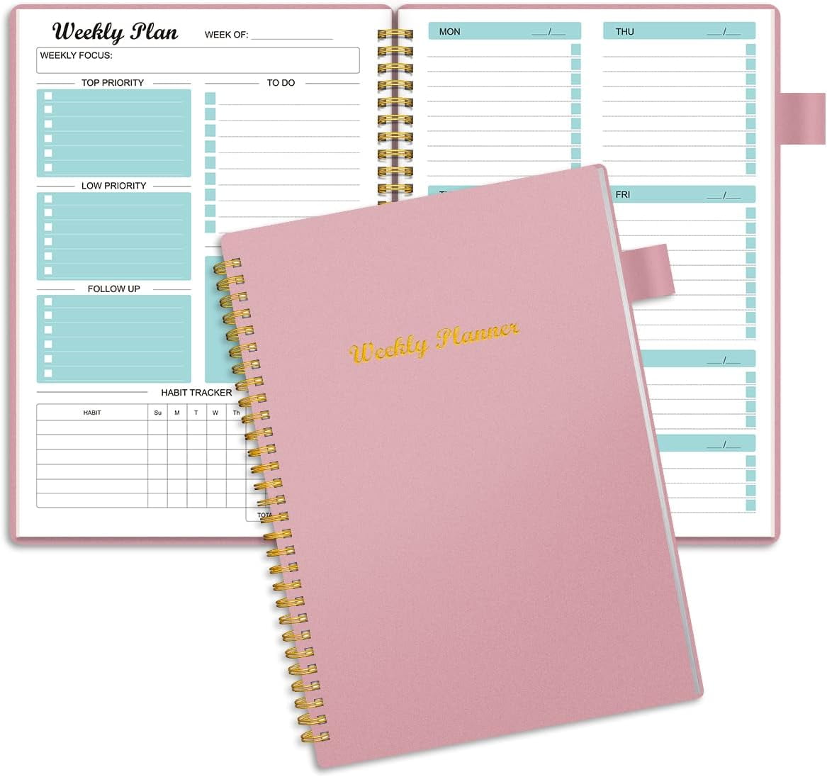 Weekly Planner Undated, Weekly Goals Schedule Planner with Spiral ...
