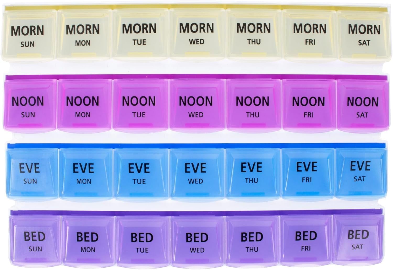 Weekly Portable Pill Organizer, AM/PM, 4 Times a Day, 7 Day Medicine ...