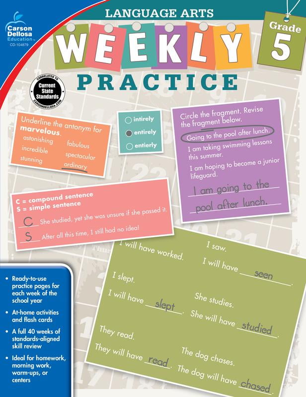 Weekly Practice Language Arts, Grade 5, (Paperback) - Walmart.com