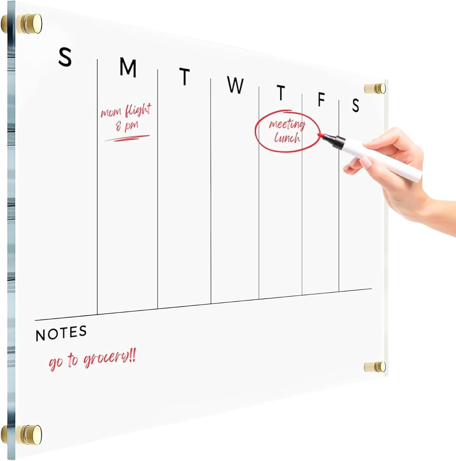 Weekly Premium Acrylic Wall Calendar - Reusable Board for Office and ...