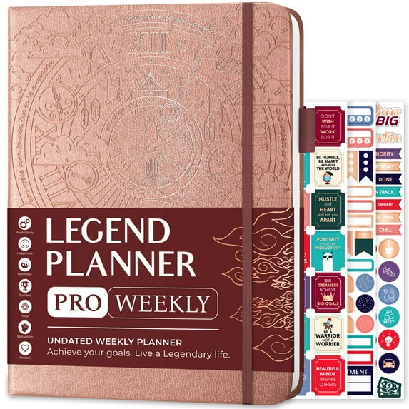Legend Pro Planner - Weekly & Monthly Agenda, Time Management, Rose ...