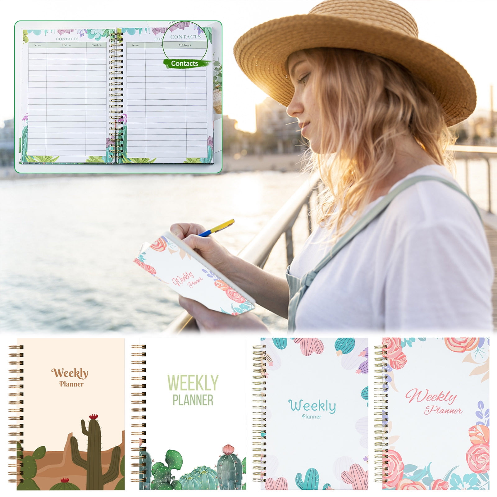 Weekly Schedule Book Hard Case Notebook A5 Coil Book with Elastic ...