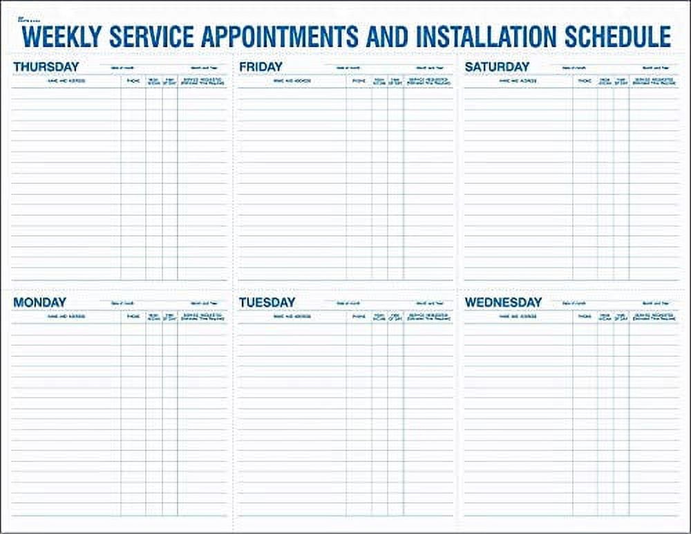 Weekly Service Appointment Pad, 22" x 17" - Walmart.com