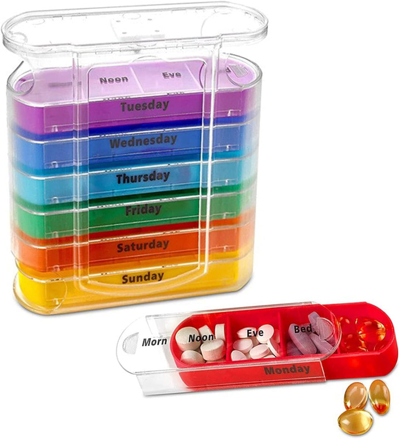 Weekly Stackable Pill Organizer,4 Times A Day Pill Organizer Box ...