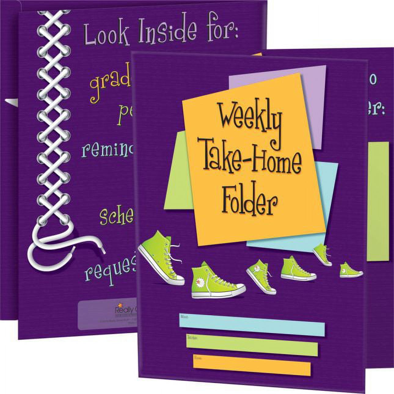 Weekly Take-Home Tri-Fold 3-Pocket Folders - 12 folders - Walmart.com