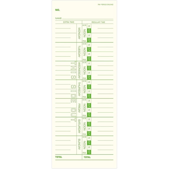Weekly Time Cards 1-Sided, 3-1/2" x 9", Named Days, 1000-Count,Time ...