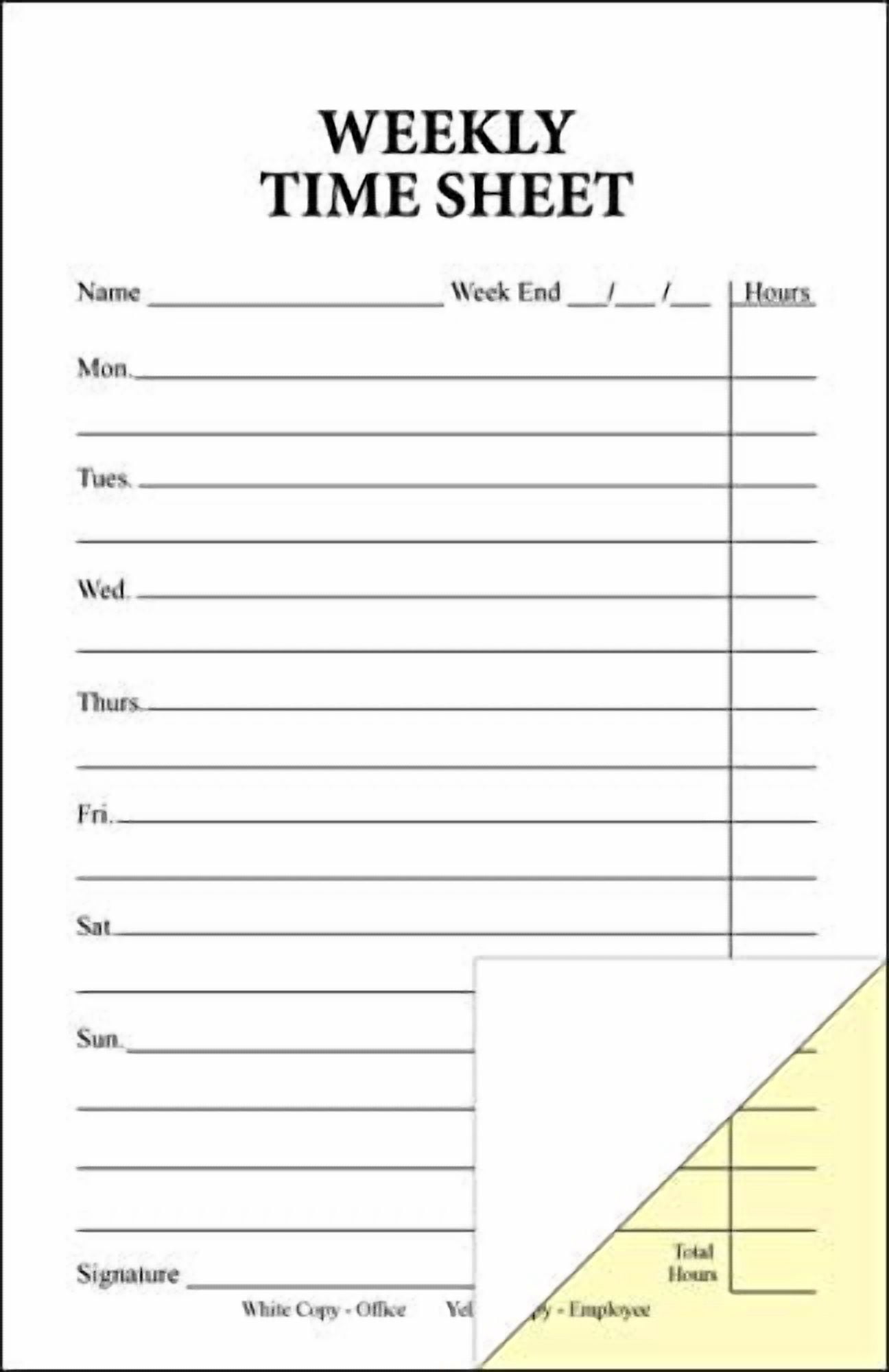 Weekly Time Sheets on 2 Part Carbonless Paper - Walmart.com