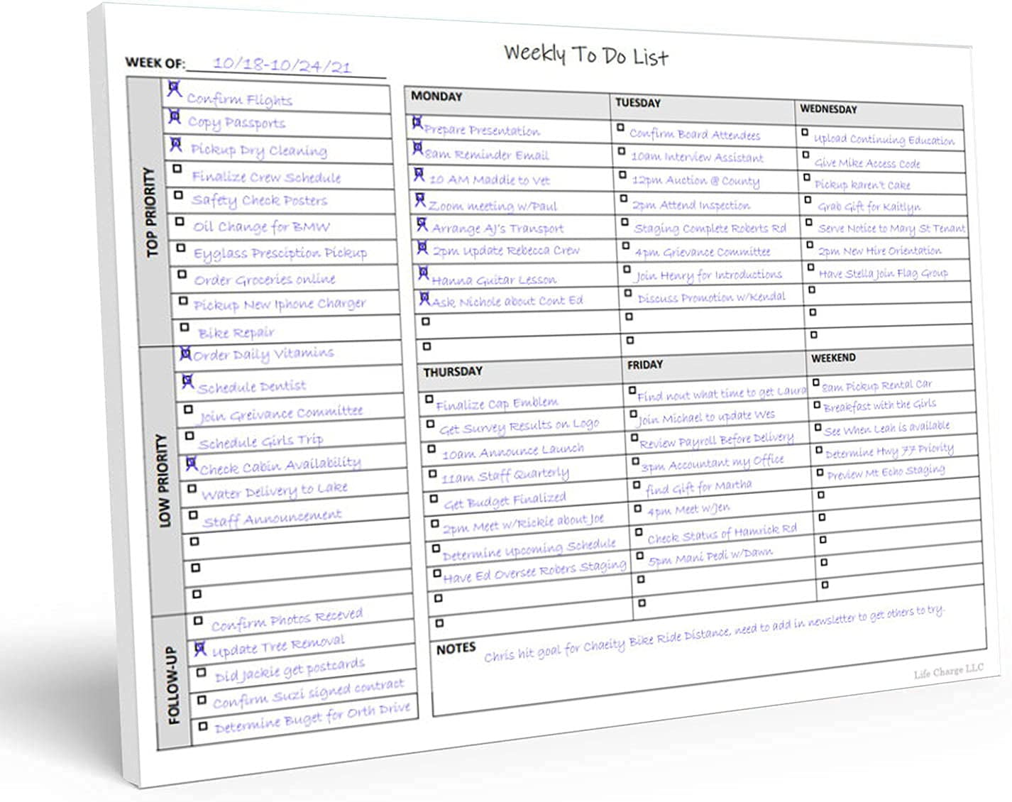 Weekly To Do List Notepad, 60 Page Task Planning Pad w/Daily Checklist ...