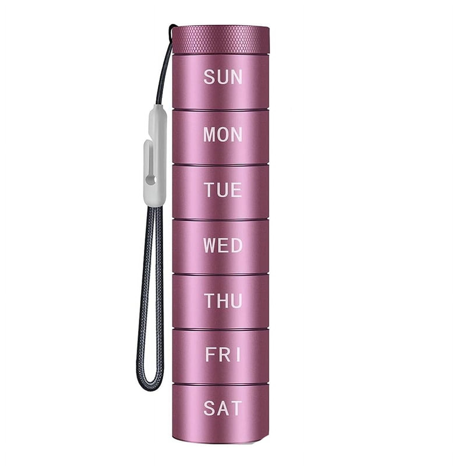 Weekly Travel Stackable Pill Organizer, Metal Pill Case 7-Day ...