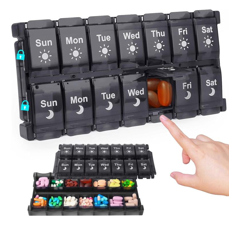 Weekly pill storage box, 2 times a day, large daily medicine box for 7 ...