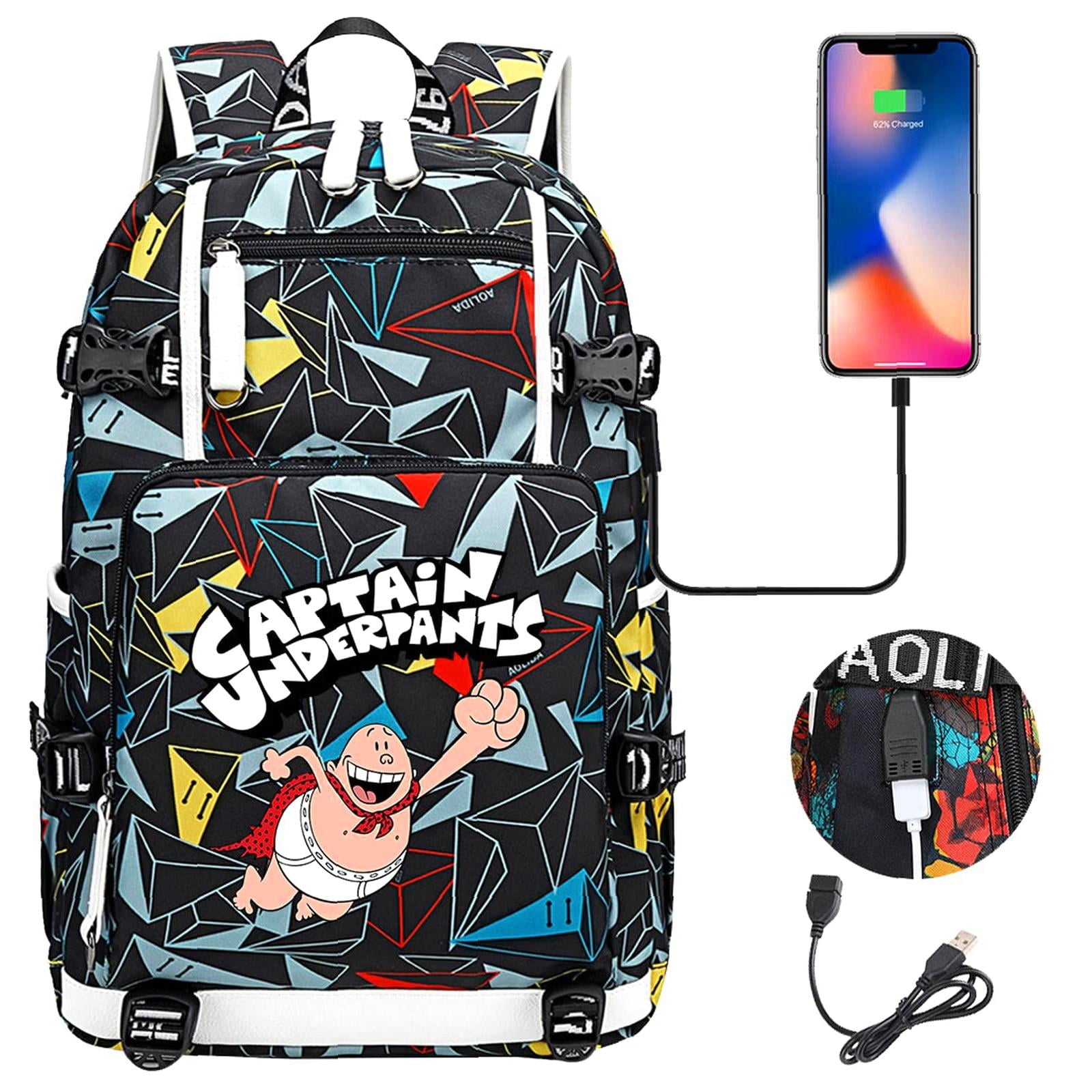 Weekyun Captain Super Pants backpack - Fun Design, Large Capacity, USB ...