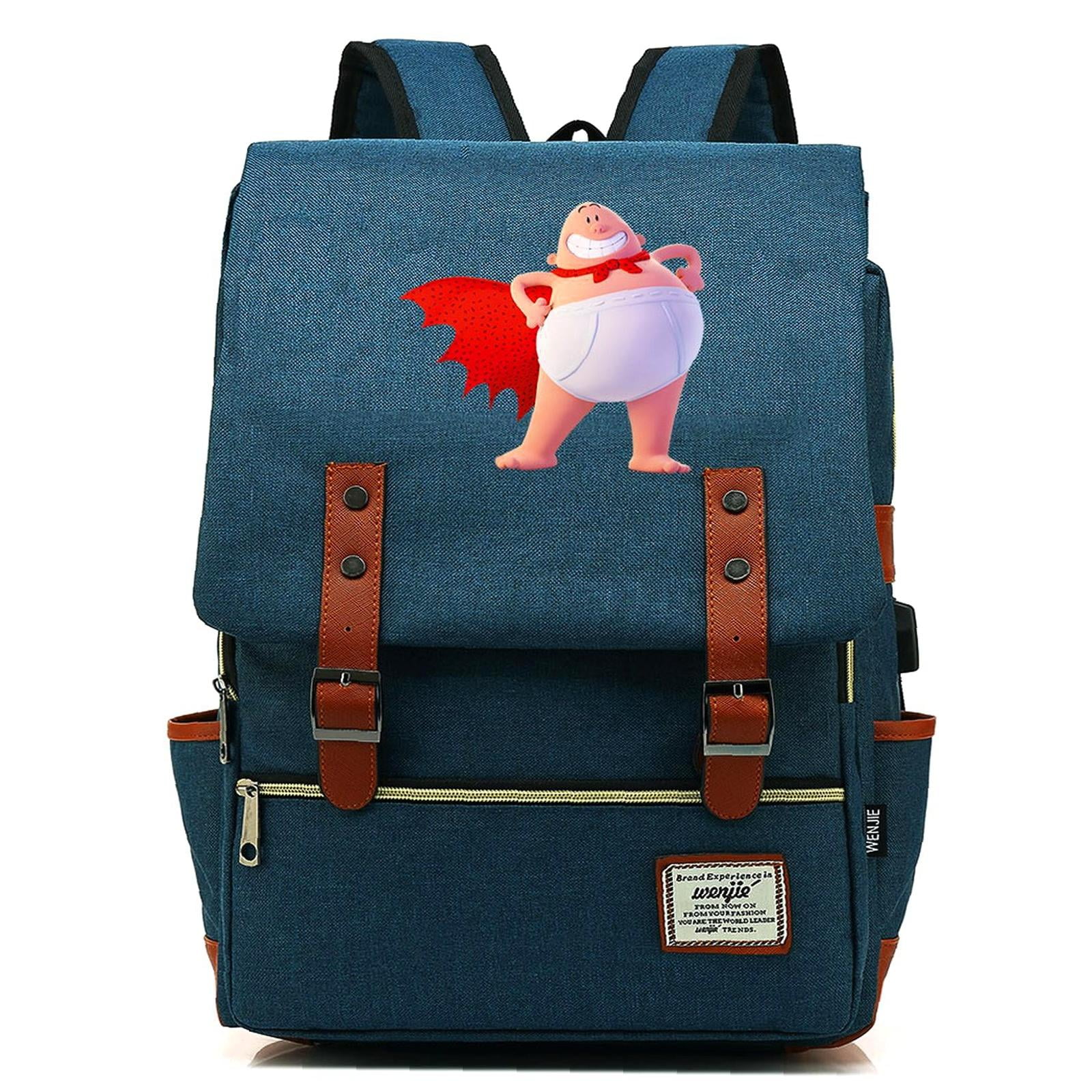 Weekyun Captain Superpants Young Cartoon Backpack Suitable for Ages 6-15+, USB Charging, Fits 15 ...