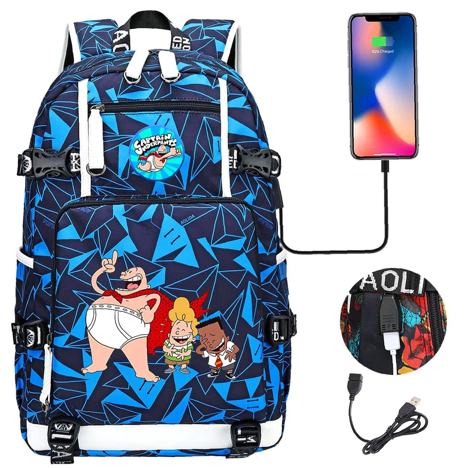 Weekyun Captain Wacky Adventure backpack - Large Capacity, USB Port ...
