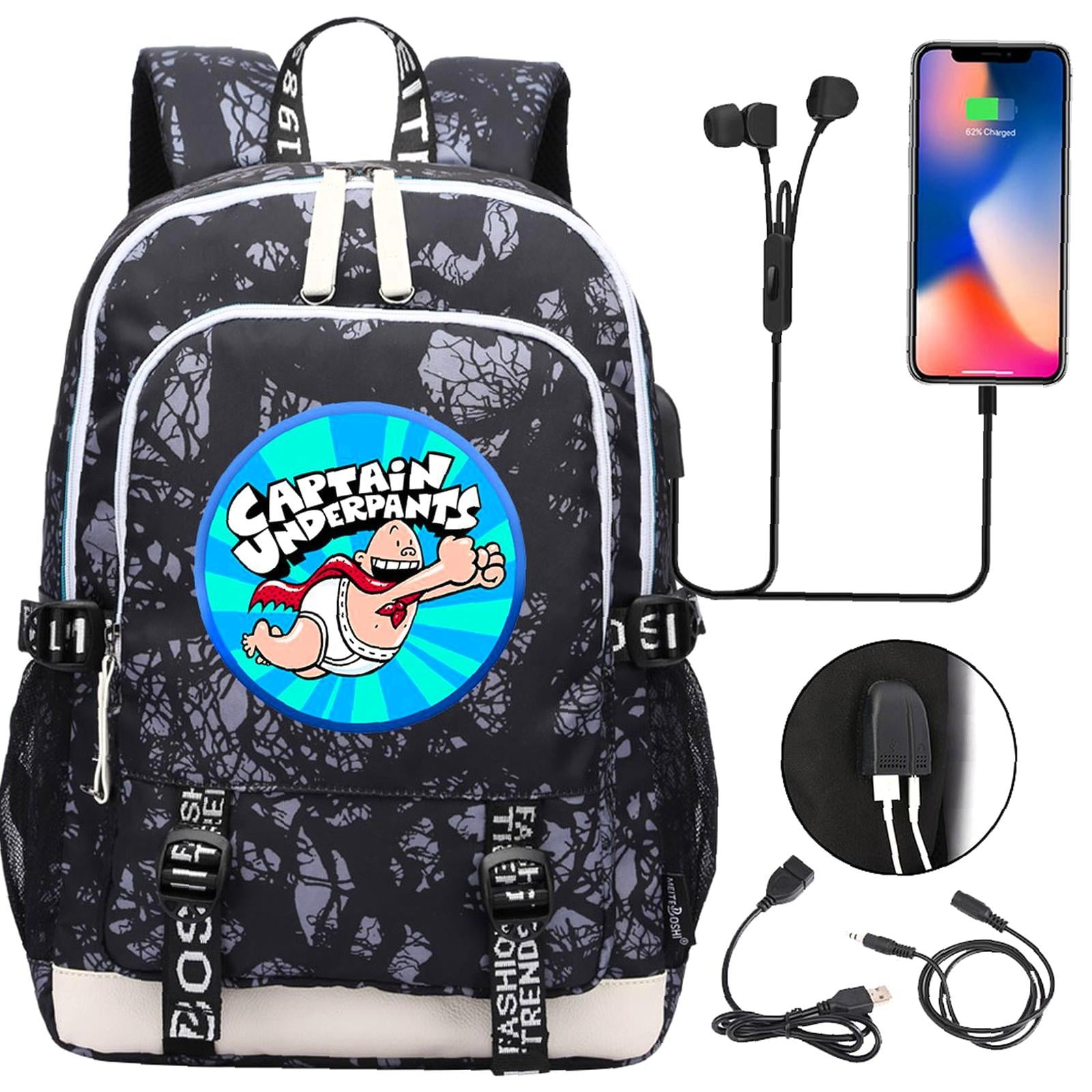 Weekyun Captain Wonderpants fans backpack, Cartoon Design, Multi-Pocket ...