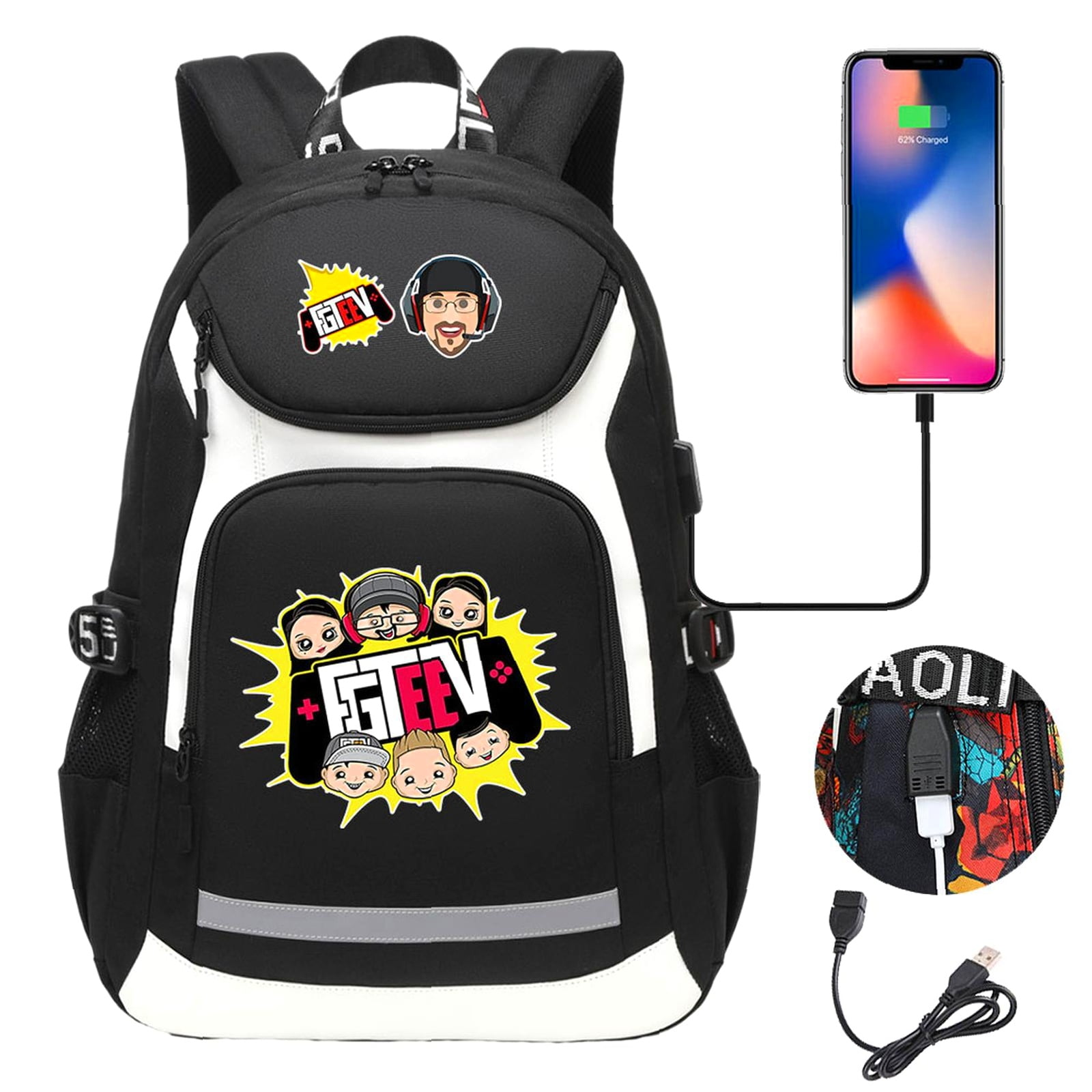 Weekyun FGTeeV Adventure backpack - Cute Cartoon Design, Double Side ...