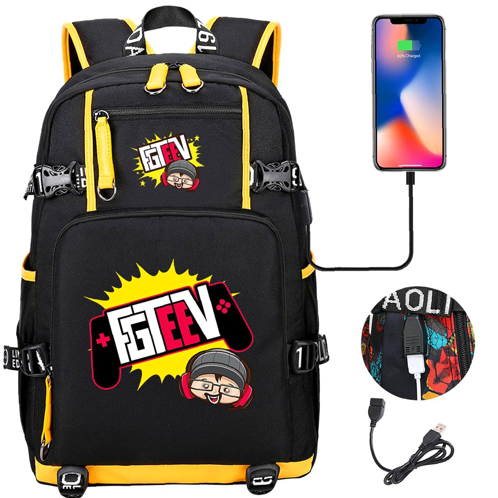 Weekyun FGTeeV Young Cartoon Backpack Suitable for Ages 6-15+, Large ...