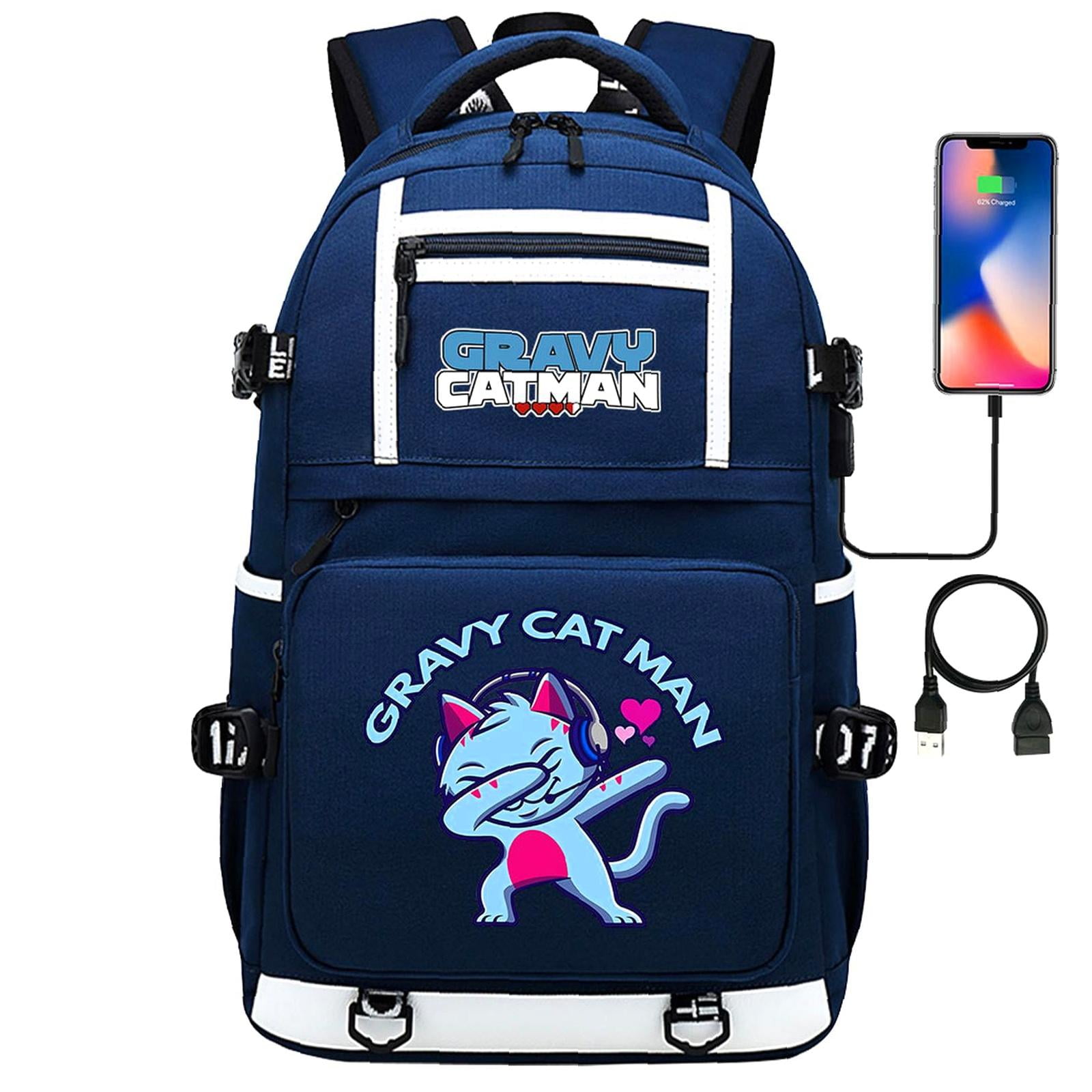 Weekyun Gravy Cat Man Adventure Backpack - Fun Multi-Pocket Design for ...