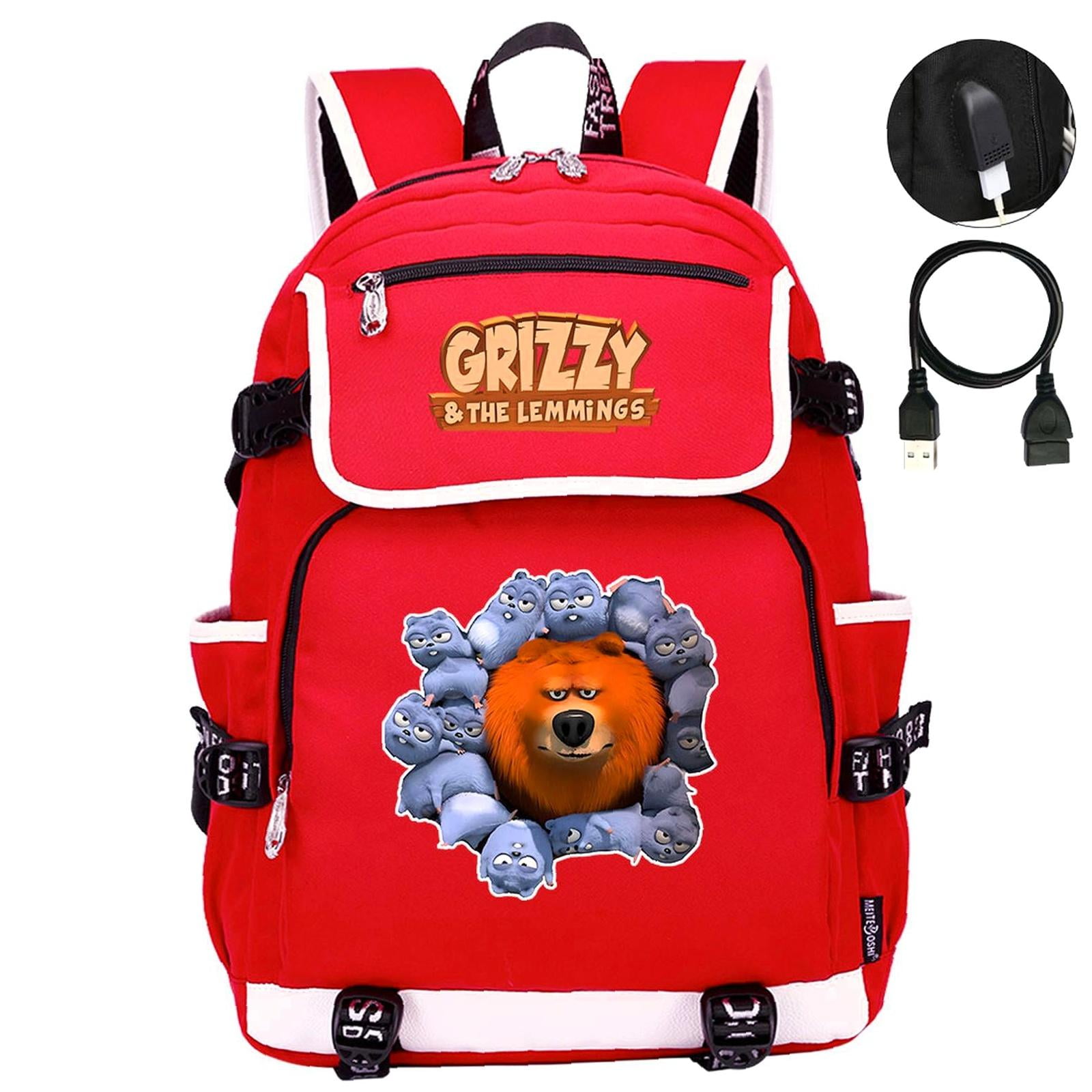 Weekyun Grizzy Adventure backpack - Cute Clamshell Design with USB ...