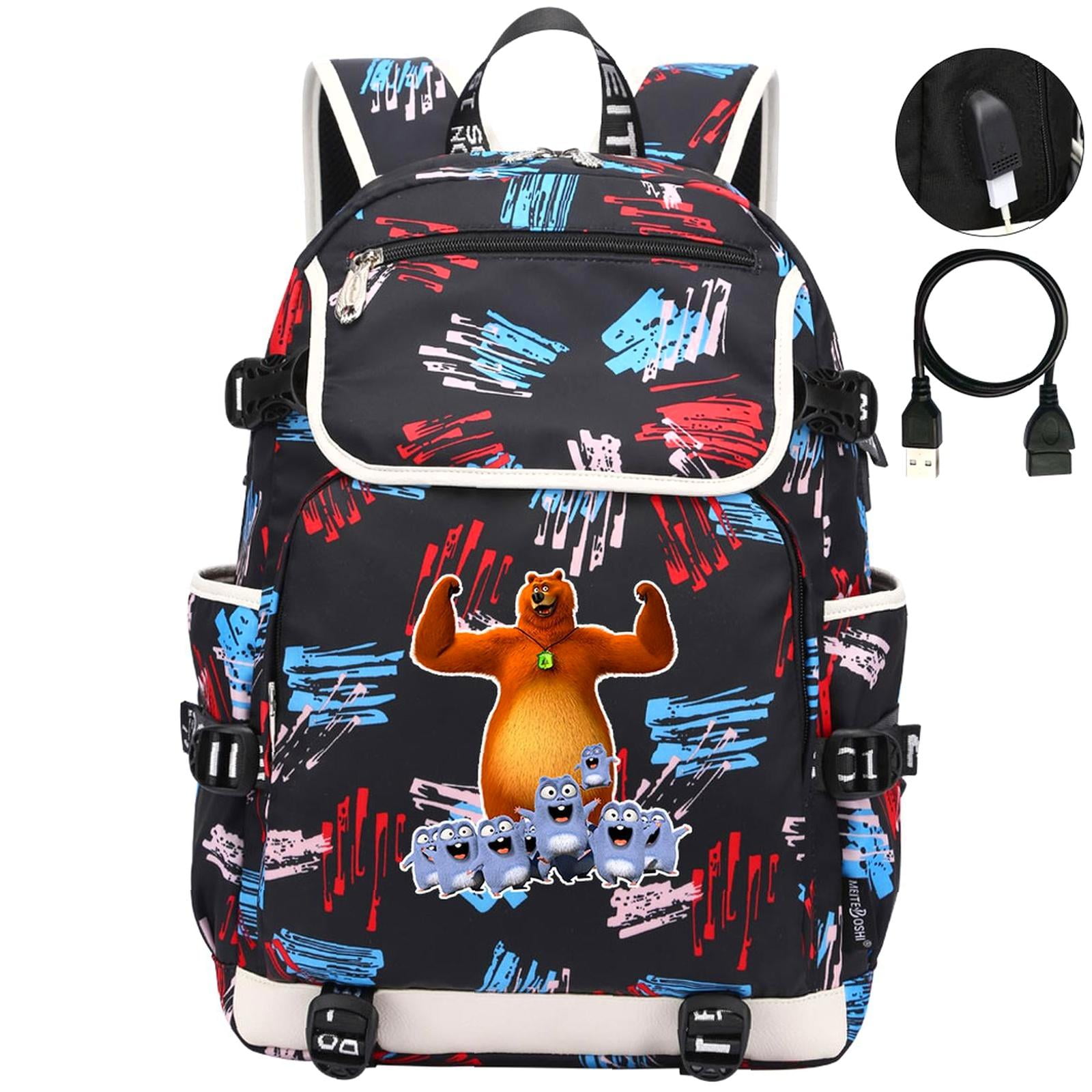 Weekyun Grizzy Adventure backpack - Fun Clamshell Design with USB ...
