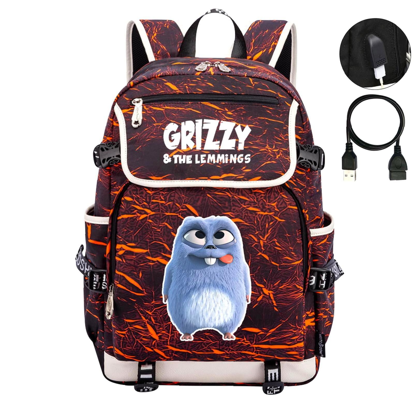 Weekyun Grizzy Adventure fans backpack - Fun Clamshell Design with USB ...