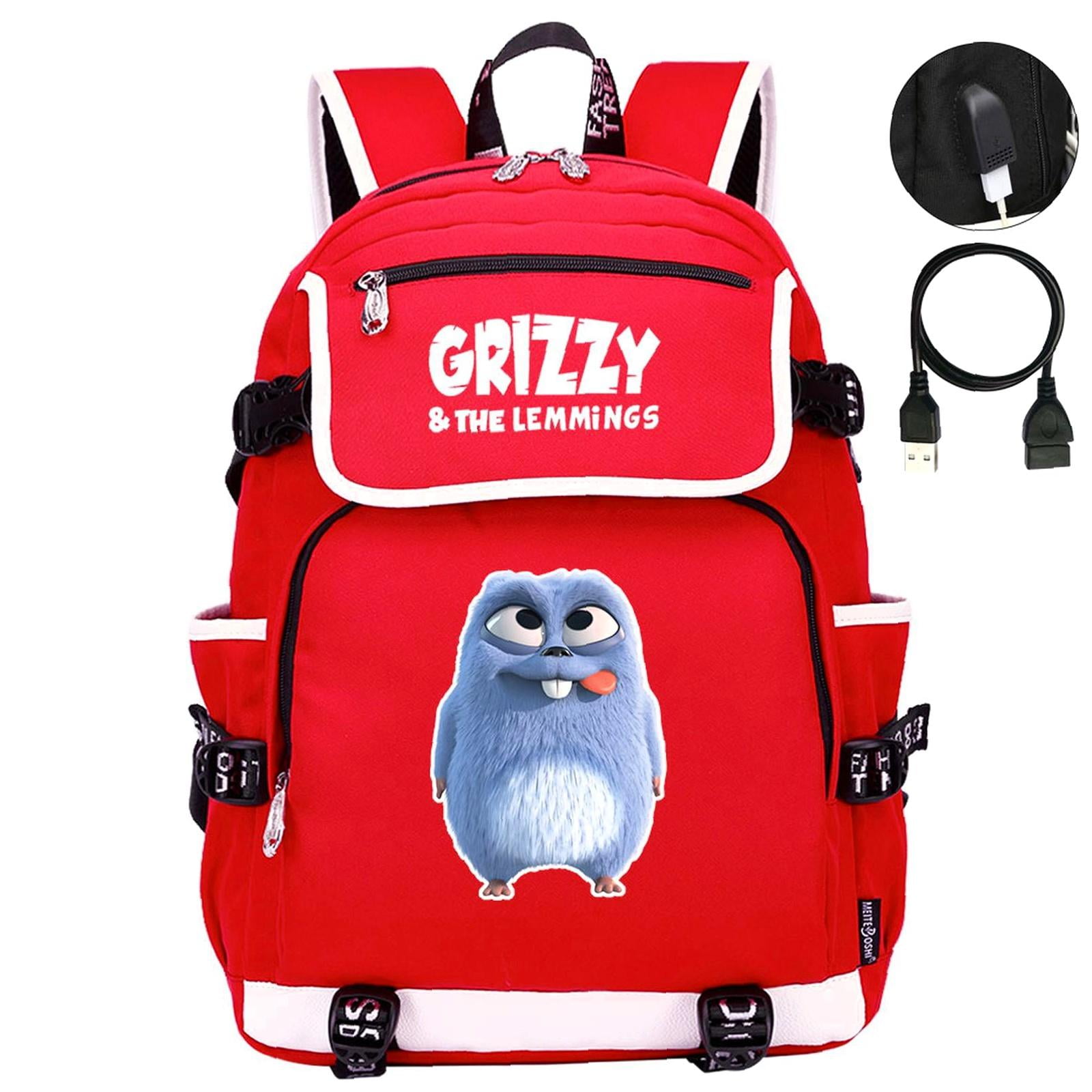 Weekyun Grizzy Adventure fans backpack - Fun Clamshell Design with USB ...