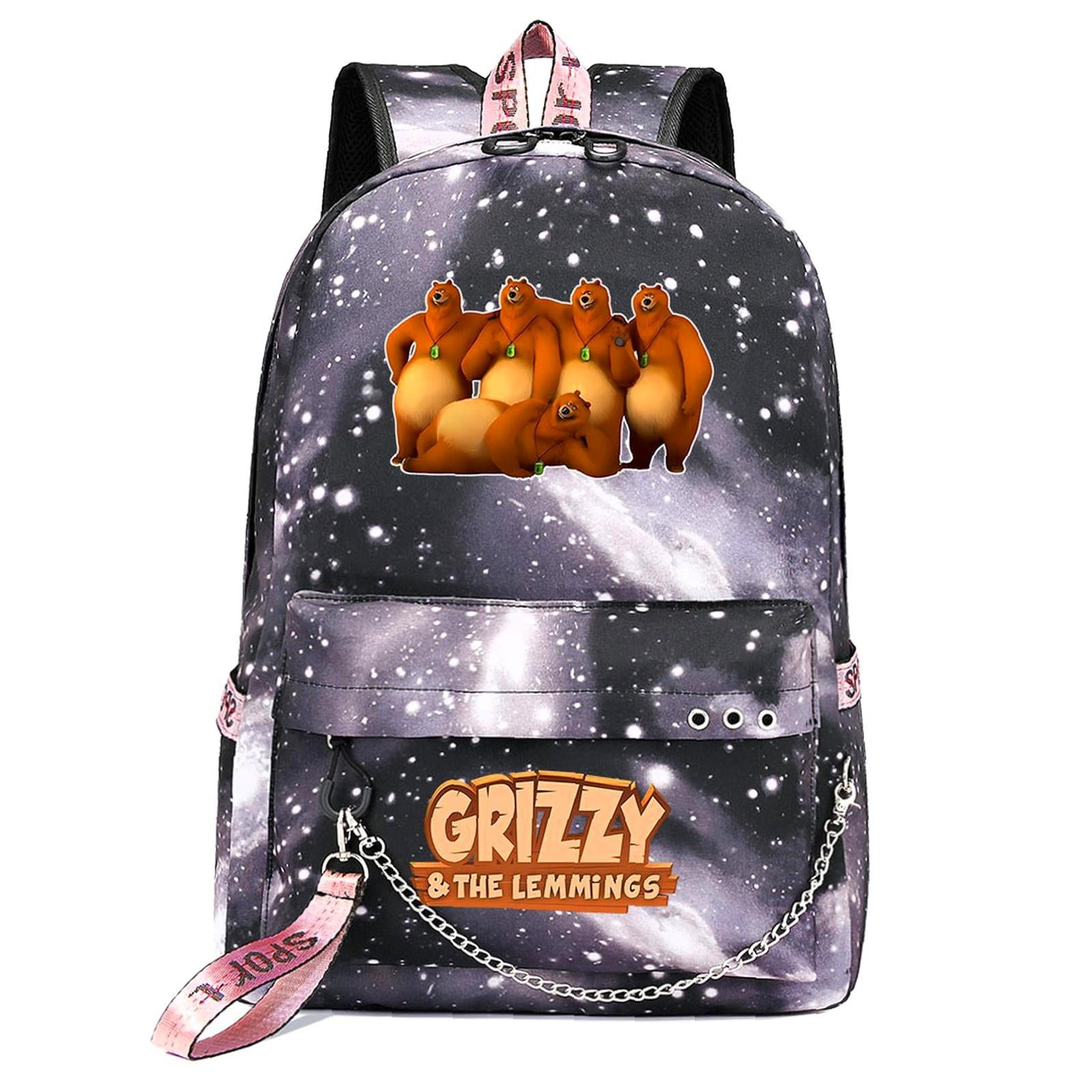 Weekyun Grizzy Friends backpack with USB Port, Double Pockets Laptop Compartment for young ...