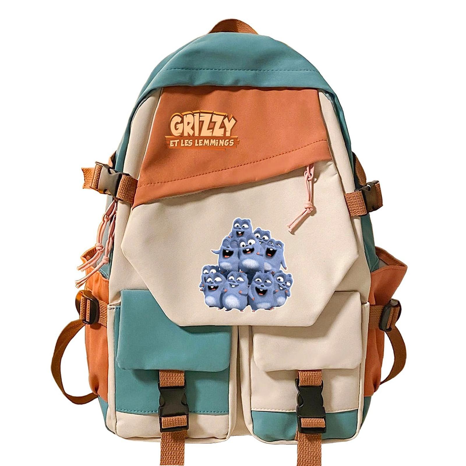 Weekyun Grizzy Lemmings backpack - Fun Cartoon Design, Multi-Pocket ...