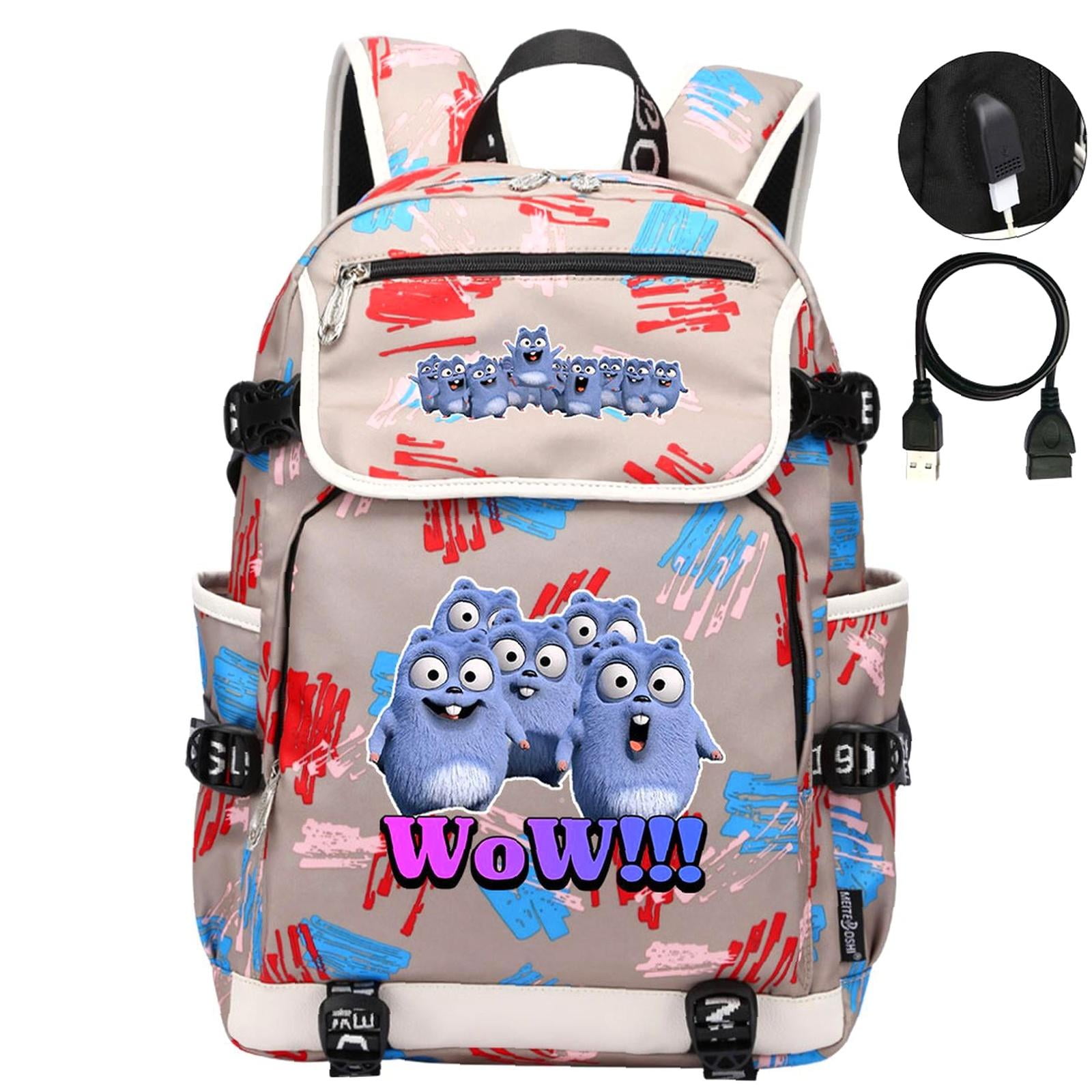 Weekyun Grizzy Lemmings fans backpack - Cute Clamshell Design, USB ...