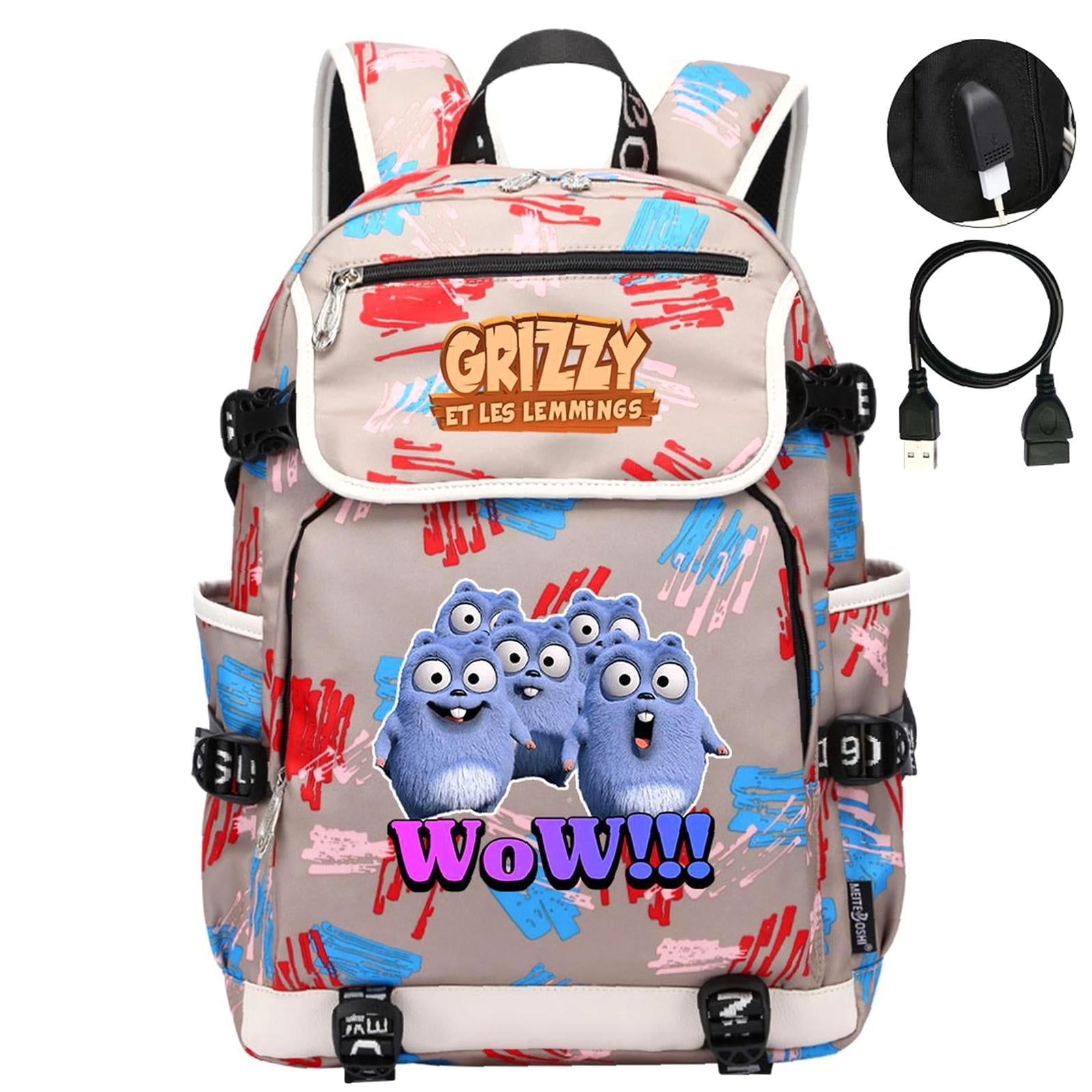 Weekyun Grizzy's Adventure backpack - Fun Clamshell Design with USB ...