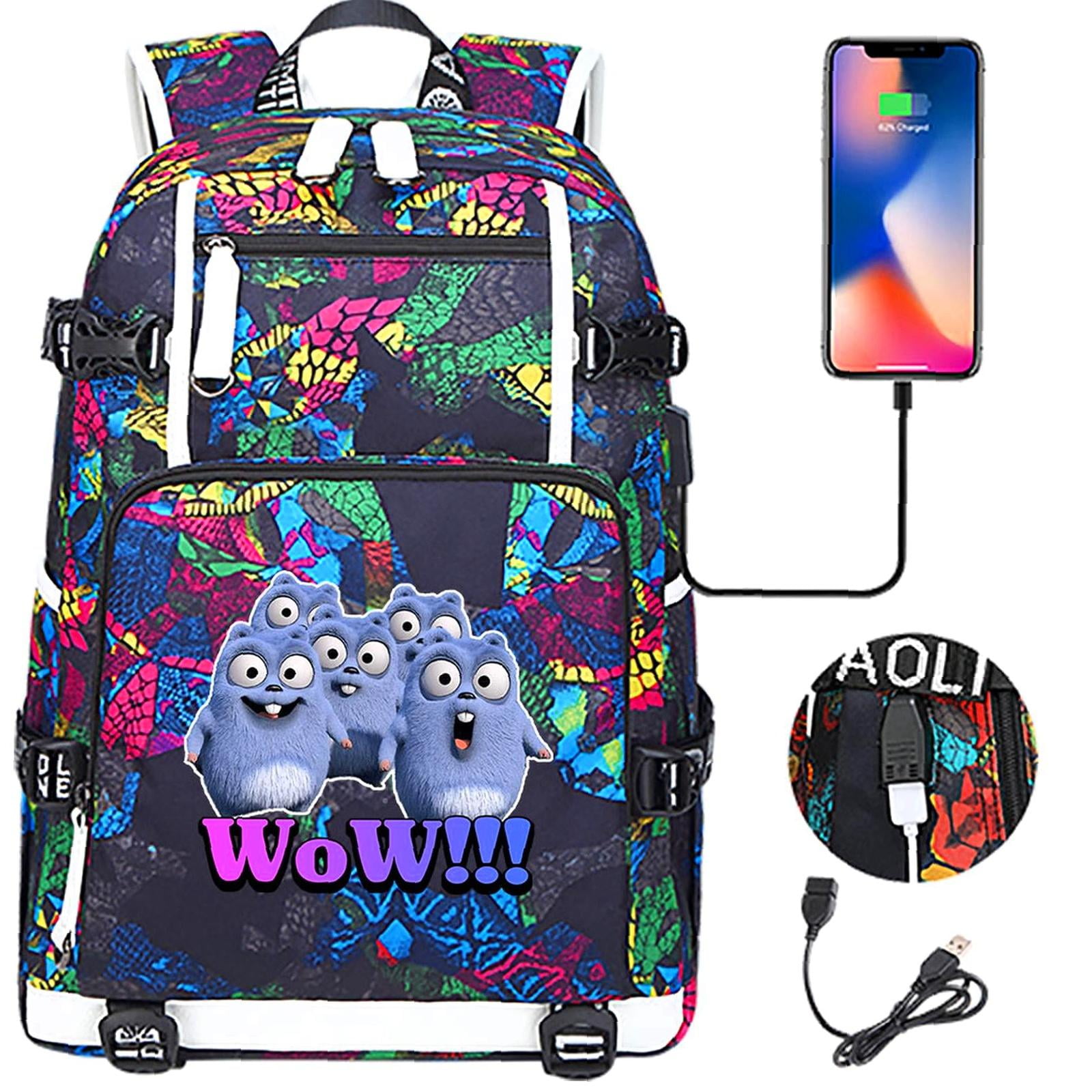 Weekyun Grizzy's Adventure backpack - Fun Multi-Pocket Design with USB ...