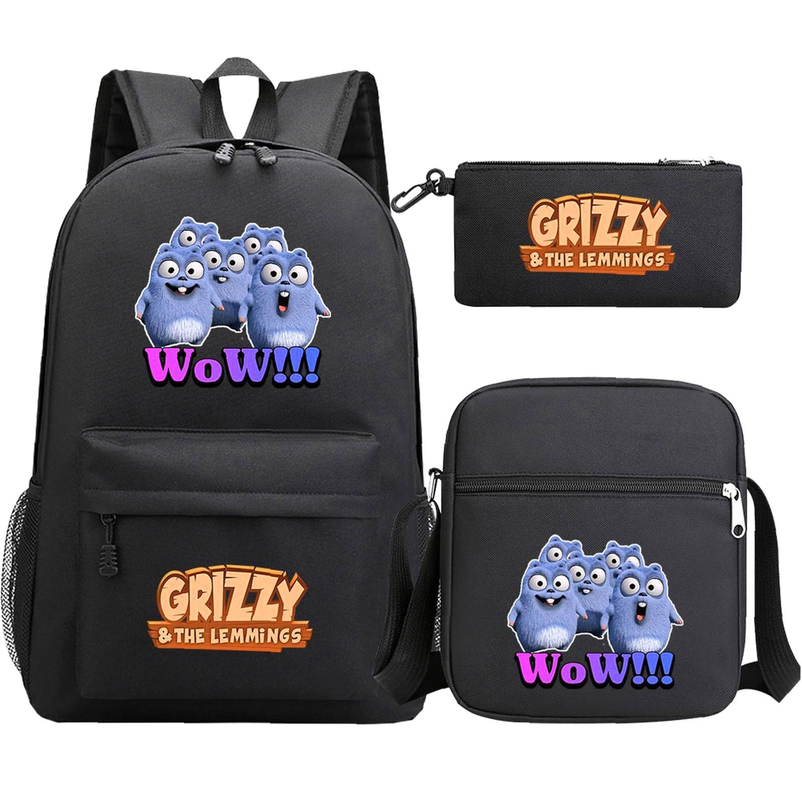 Weekyun Grizzy the Lemmings 3-Piece backpack Set - Fun, Waterproof ...