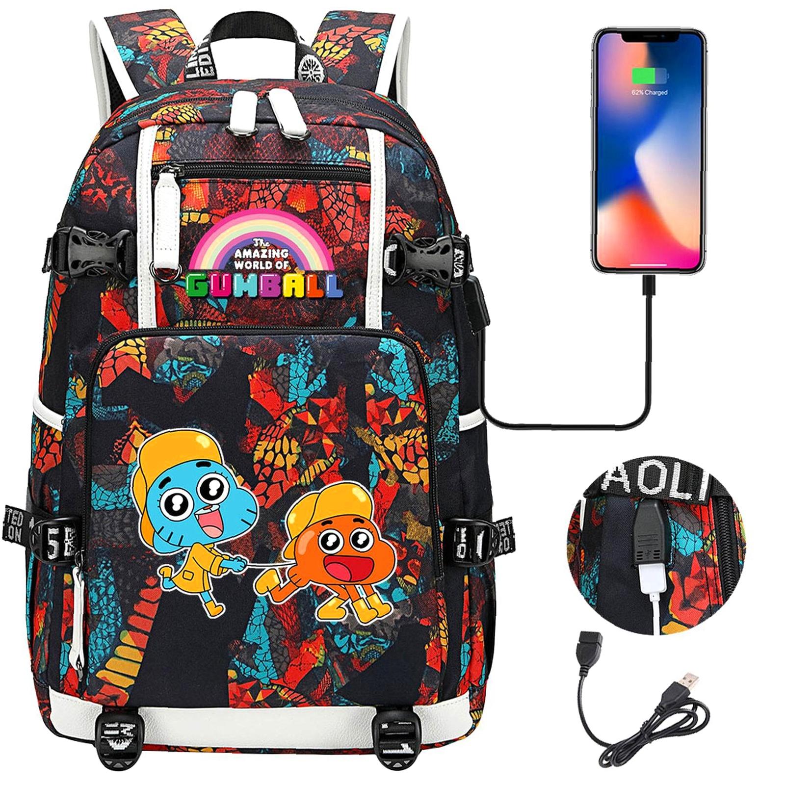 Weekyun Gumball Adventure Backpack with USB Port, Multi-Pocket Design ...