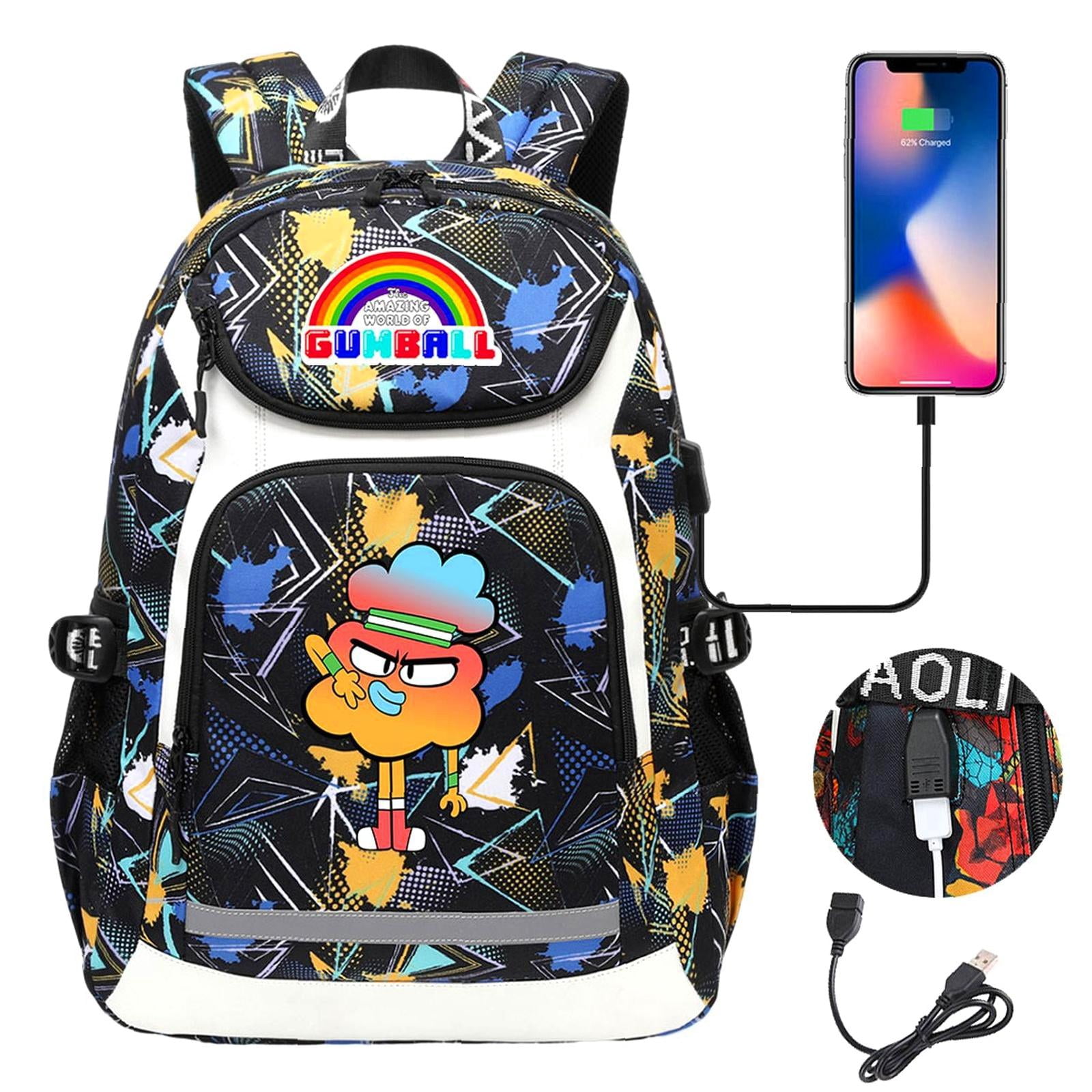 Weekyun Gumball Adventure backpack - Fun Design, USB Port, 15" Laptop ...