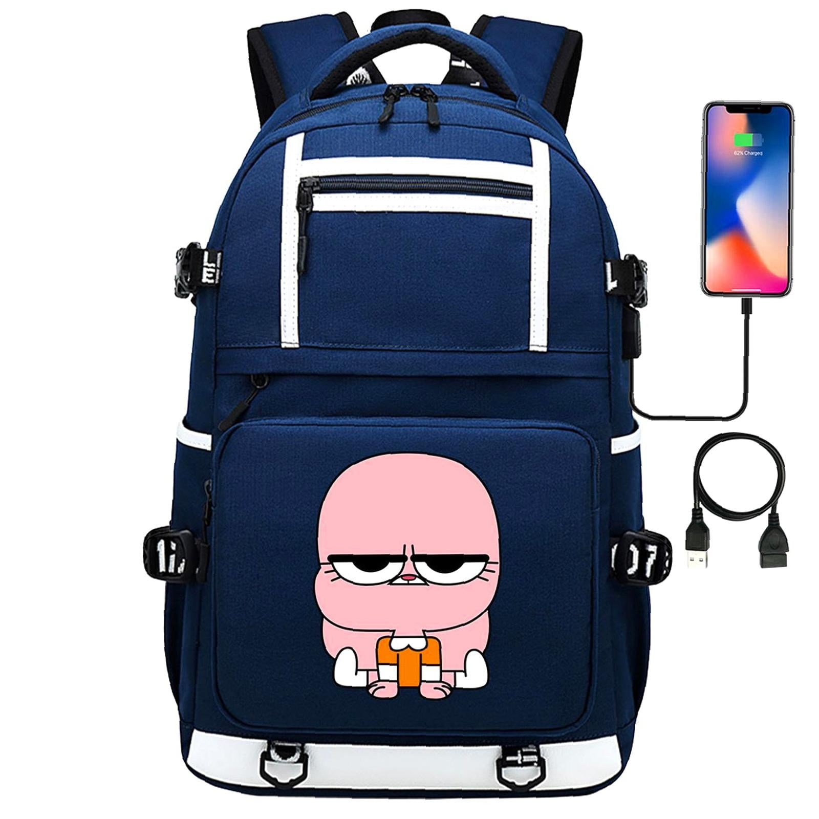 Weekyun Gumball Adventure backpack - Fun Double-Sided Pockets, USB Charging, Fits 15" Laptop ...