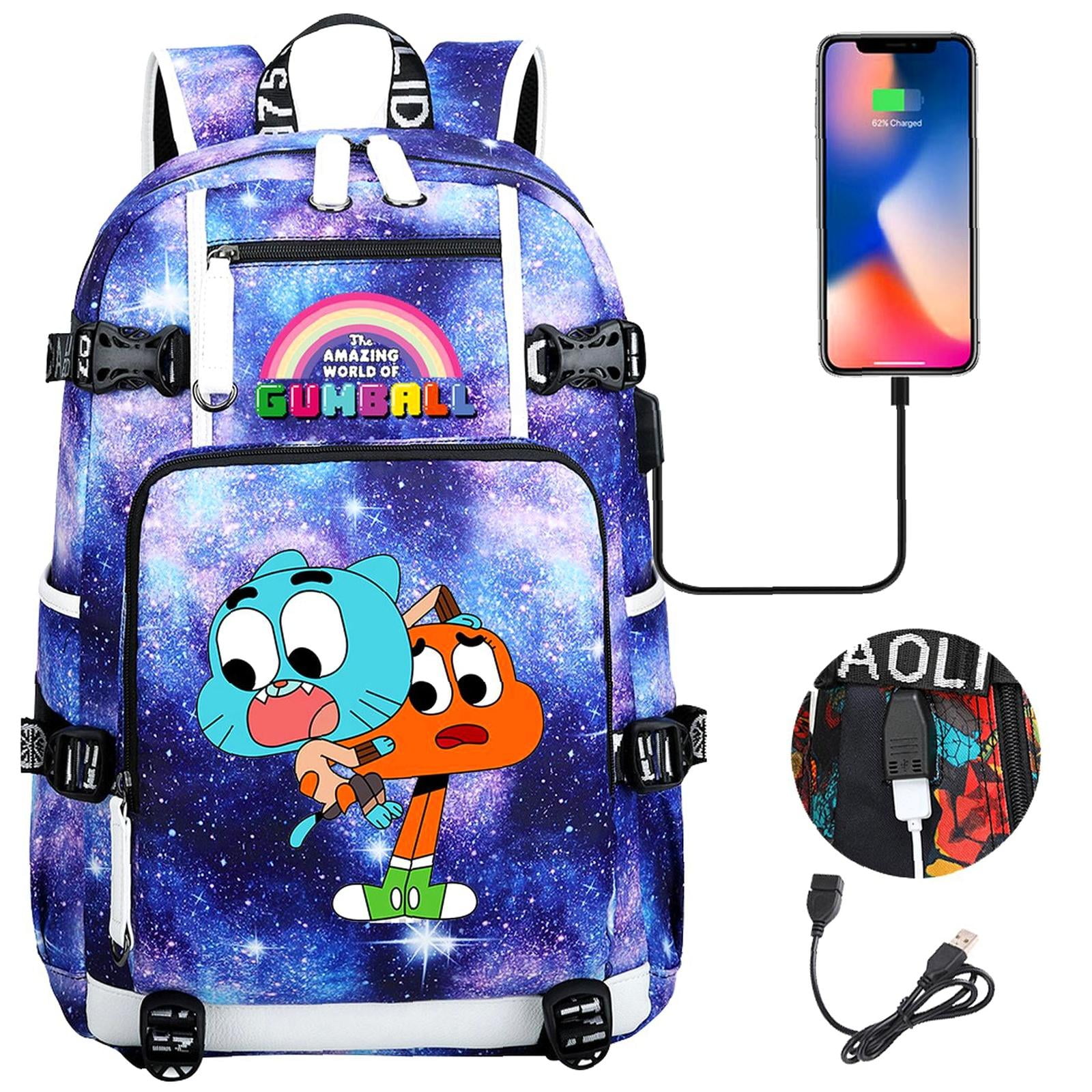Weekyun Gumball Adventure backpack - Large Capacity, USB Port, Double-Sided Pockets, for young ...
