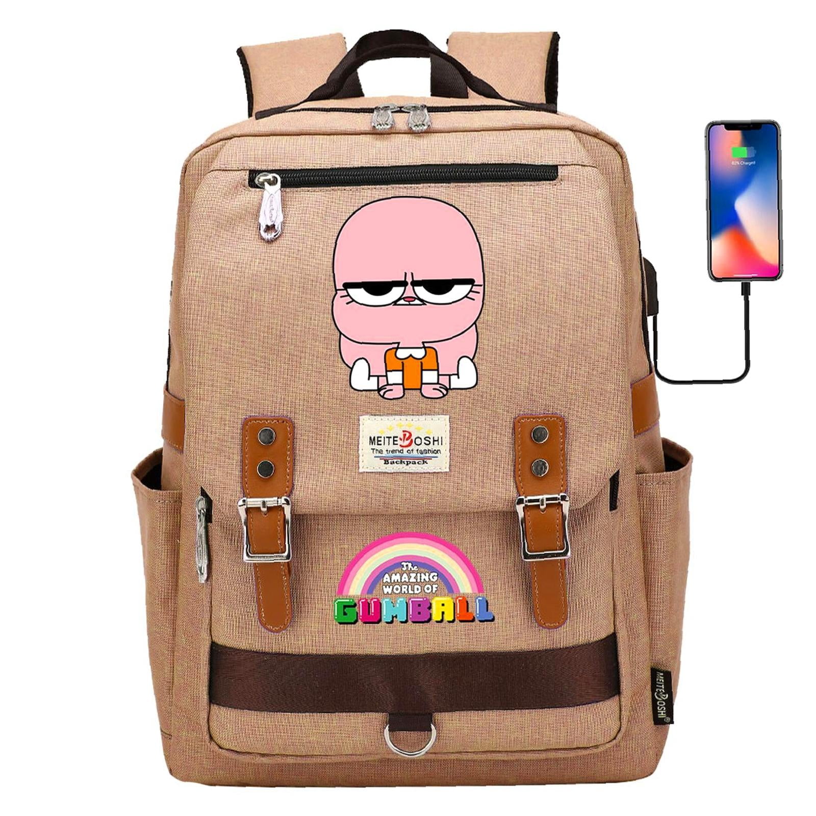 Weekyun Gumball Adventure backpack - Unisex Cartoon Bag with USB Port ...