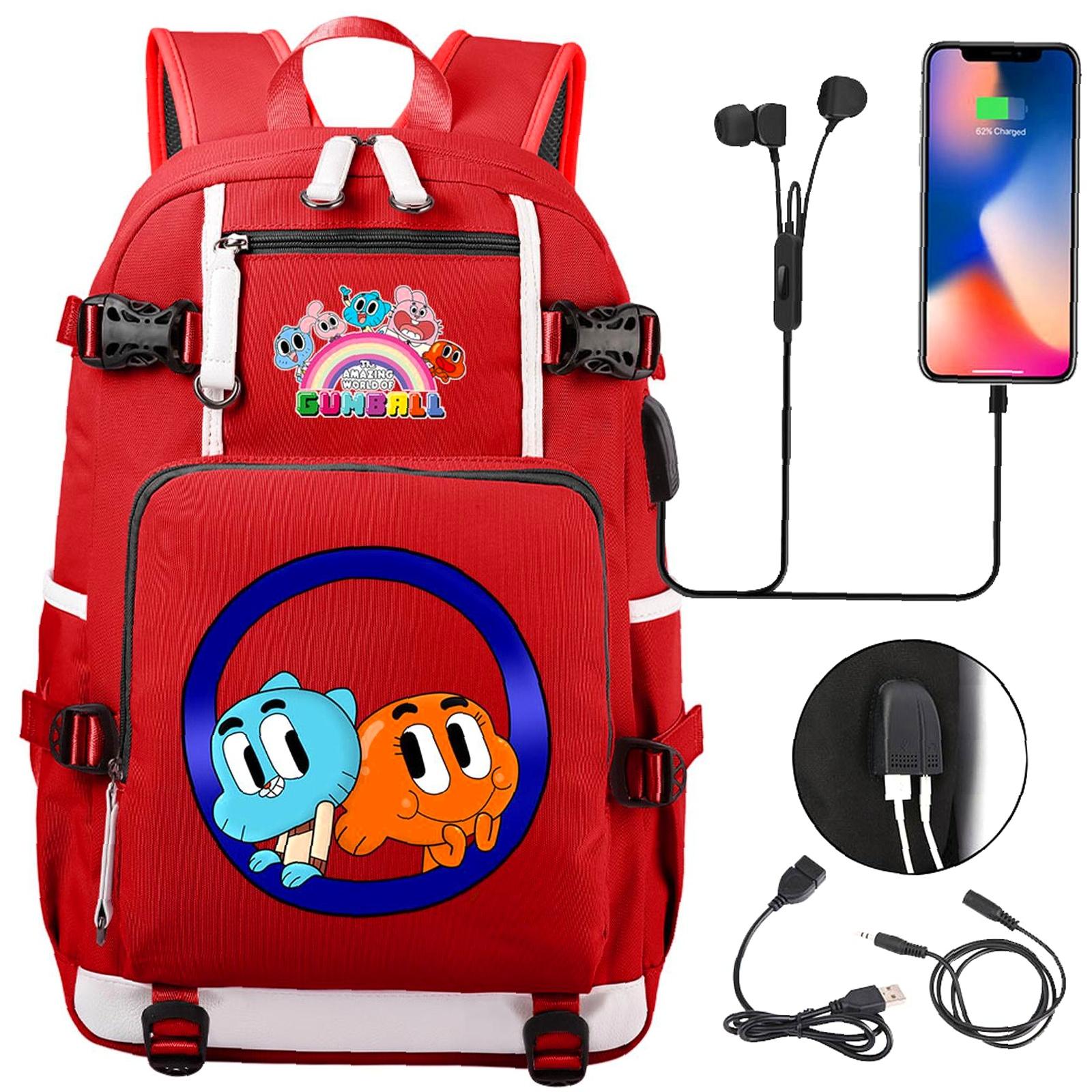 Weekyun Gumball Adventure backpack - Unisex, USB Port, Large Capacity ...