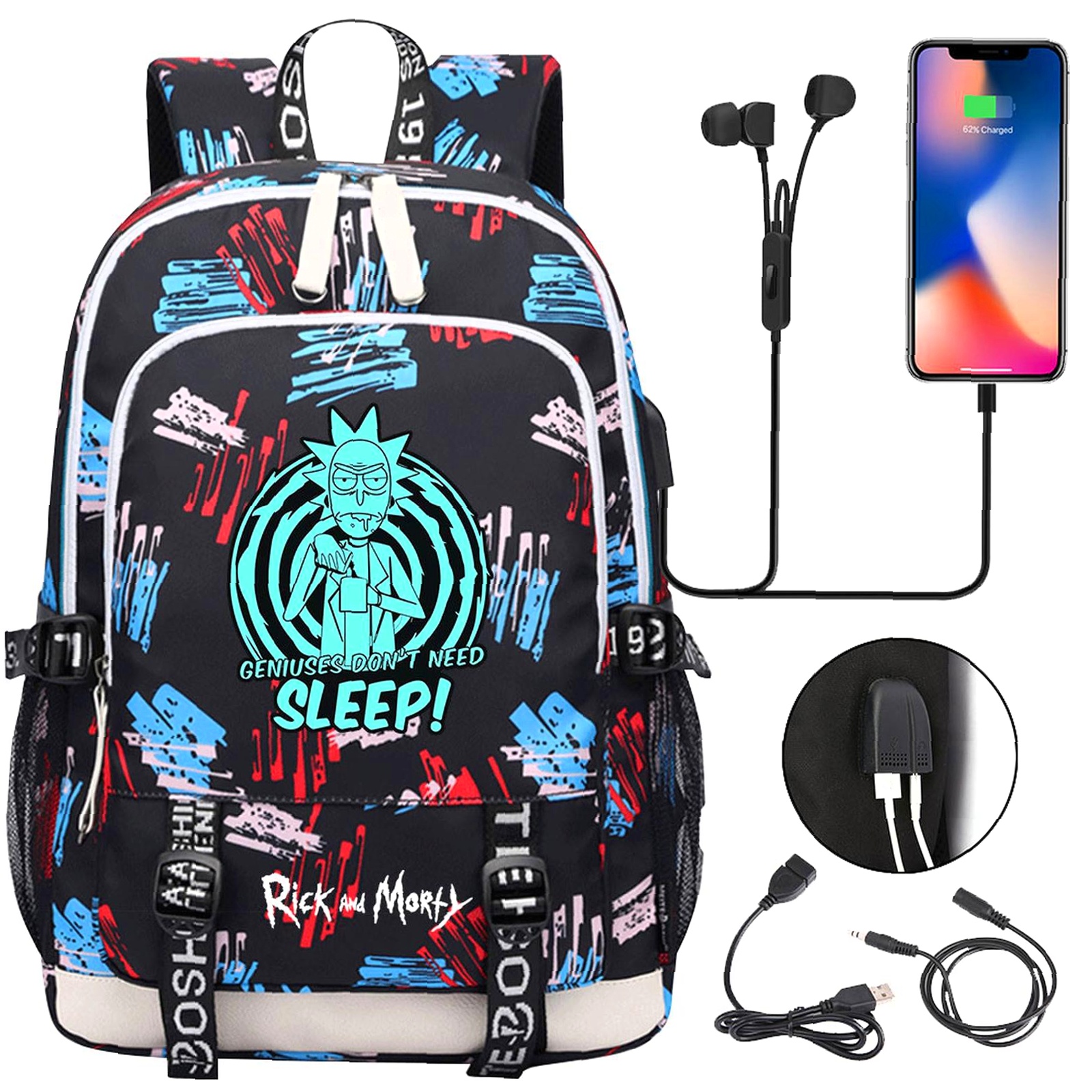Weekyun Rick and Morty Inspired backpack - Fun Design Suitable for Ages ...