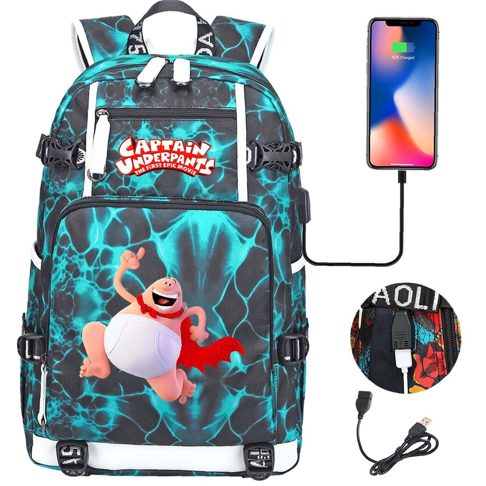 Weekyun "Superhero Adventure backpack with USB Port & Double-Sided Pockets for young little one ...
