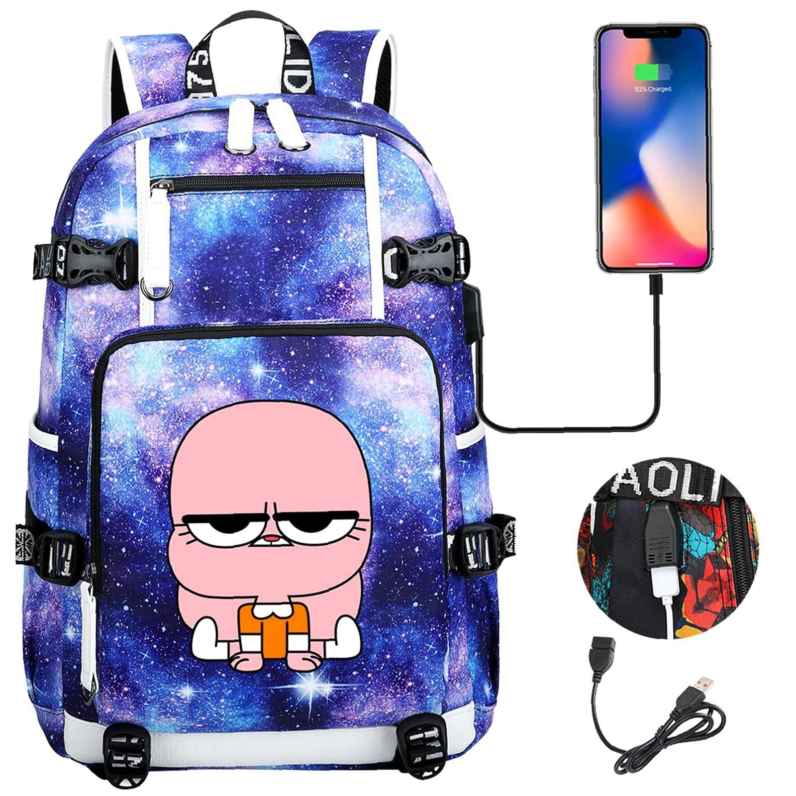Weekyun The Amazing World of Gumball Double-Sided backpack with USB ...